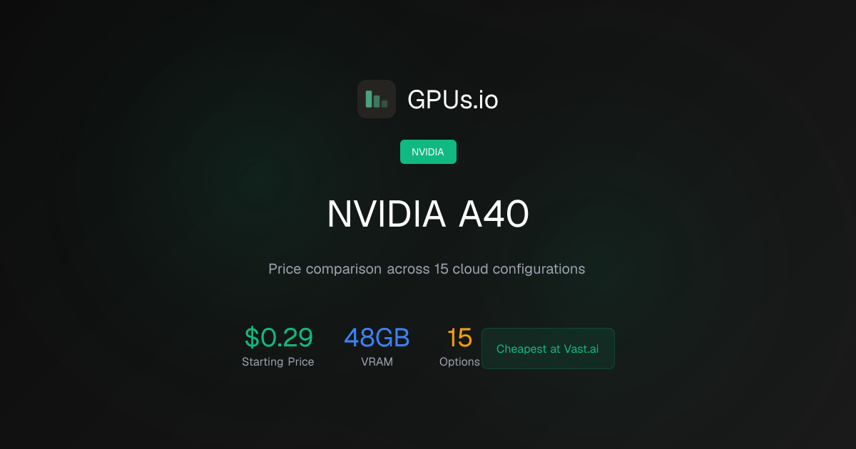 NVIDIA A40 GPU Price Comparison - Find Cheapest cloud GPU prices