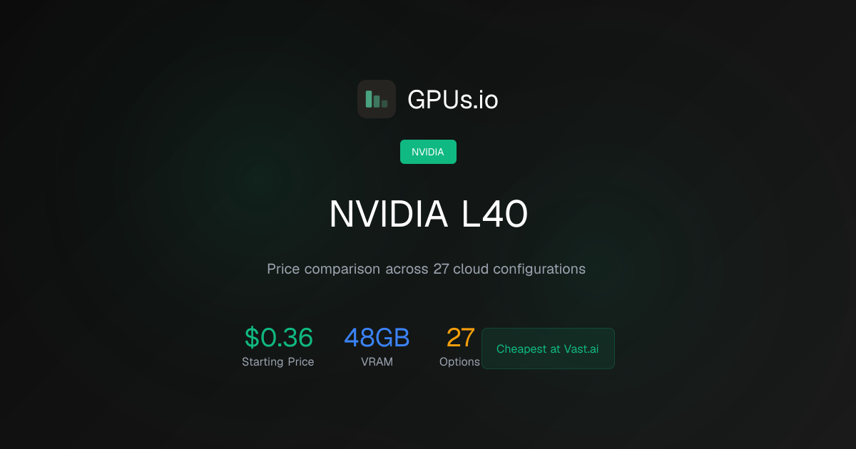 NVIDIA L40 GPU Price Comparison - Find Cheapest cloud GPU prices