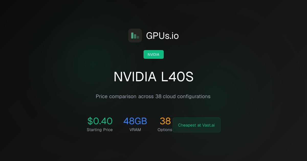 NVIDIA L40S GPU Price Comparison - Find Cheapest cloud GPU prices